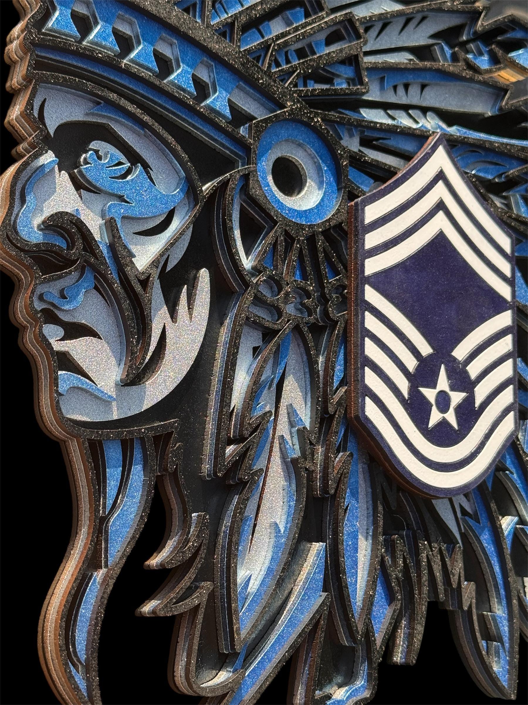 Air Force Chief Master Sergeant Wall Art: Laser Cut Native American ...