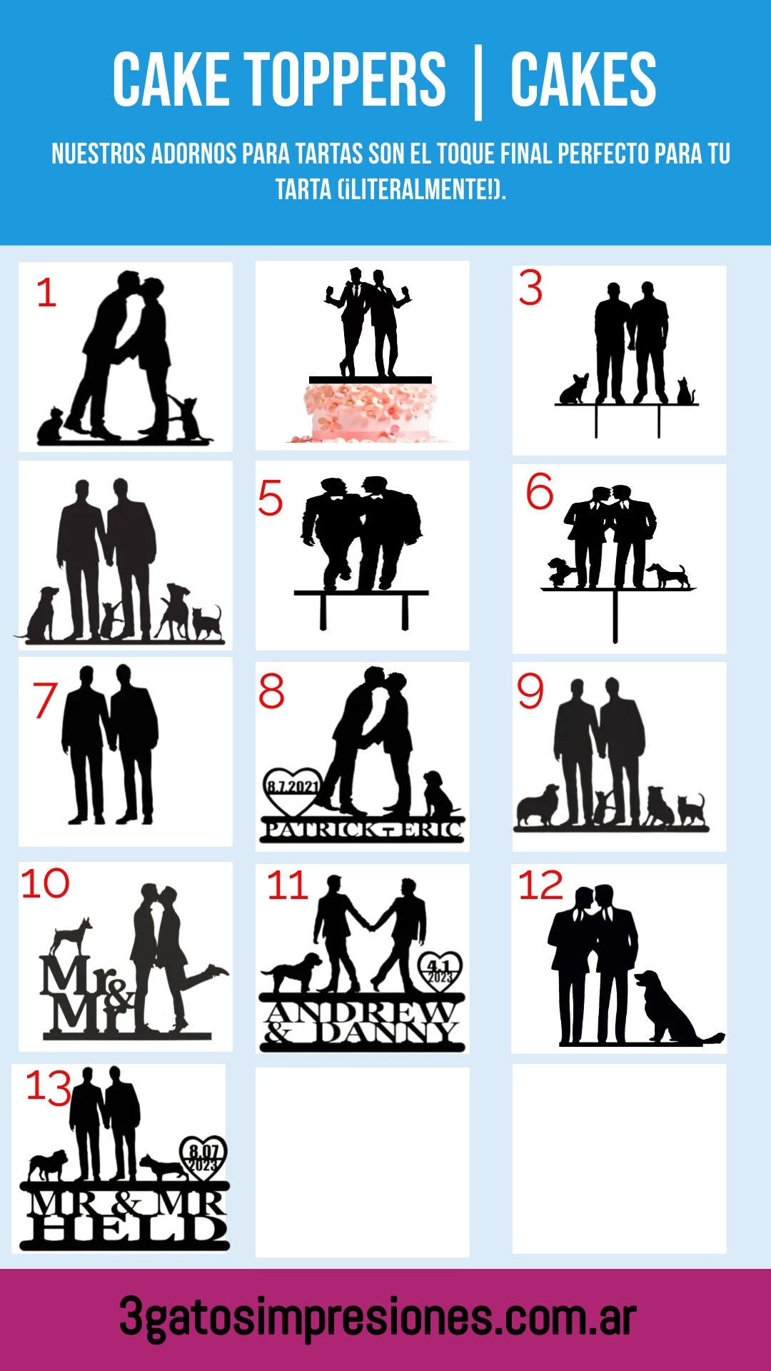 Cake Topper Pack Wedding Men Lgbt,Love is Love: Wedding Men STL Cake ...