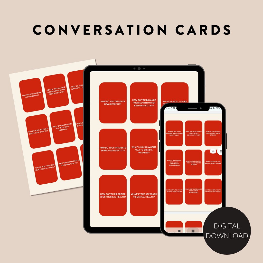 Conversation Cards Digital Download | Instant Download | Evening Game ...