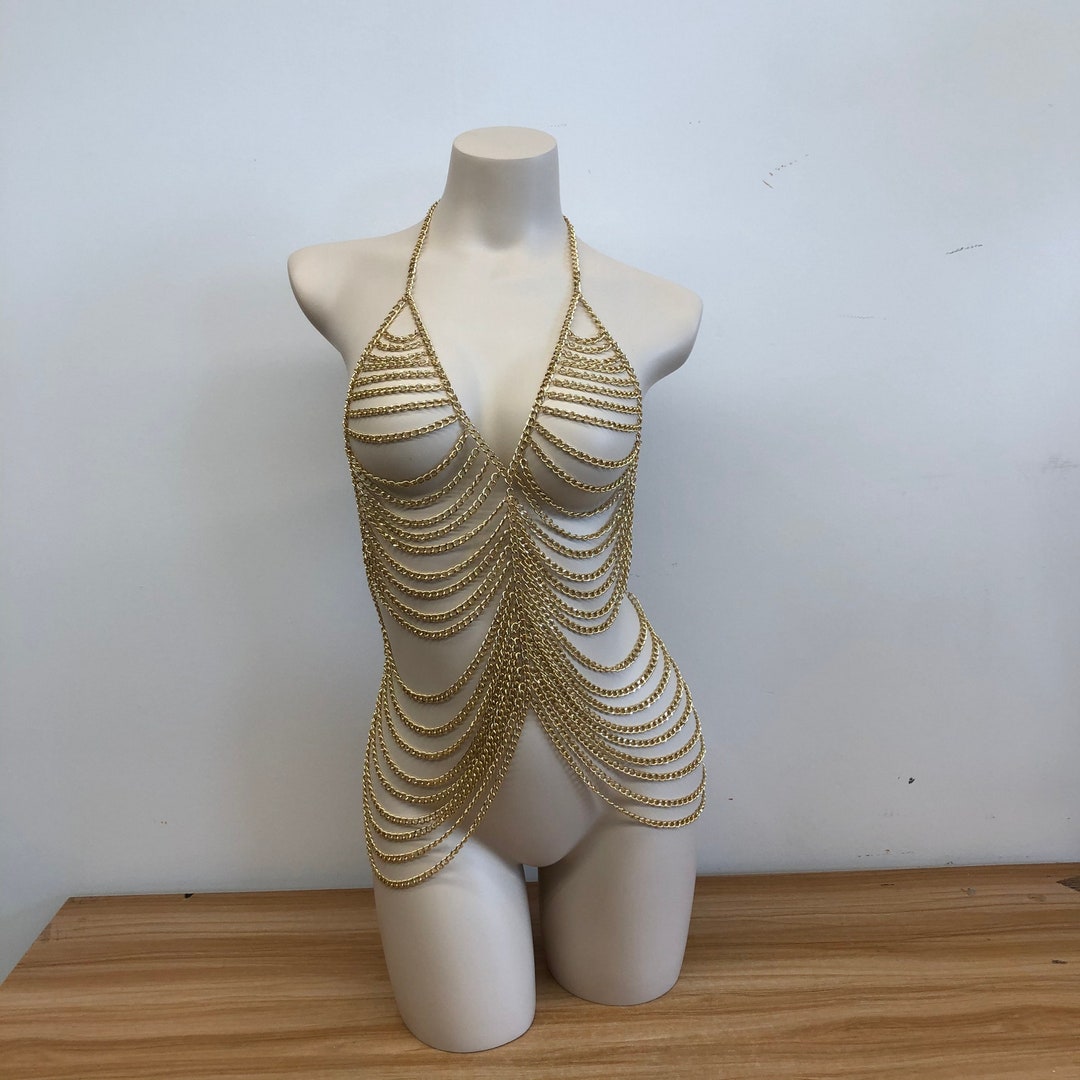 Golden Body Chain Body Jewelry Multi Layer Fringed Body Chain