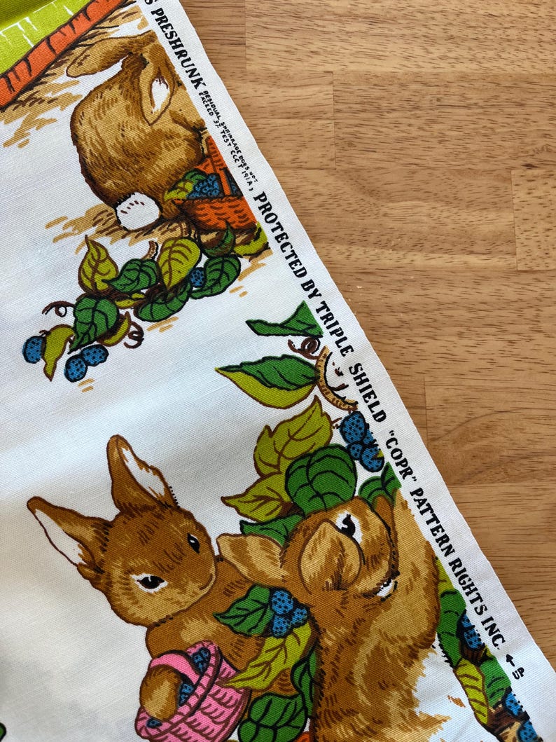 RARE Vintage PETER RABBIT Fabric. Cotton. Light Canvas. Duck. 50w ...