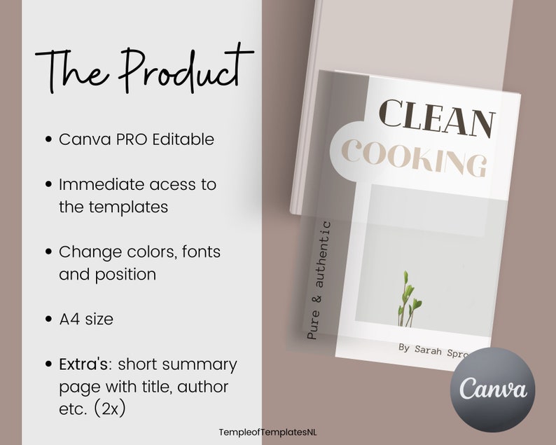 Cookbook Template Canva | Fully Editable E-book | Digital Cookbook ...