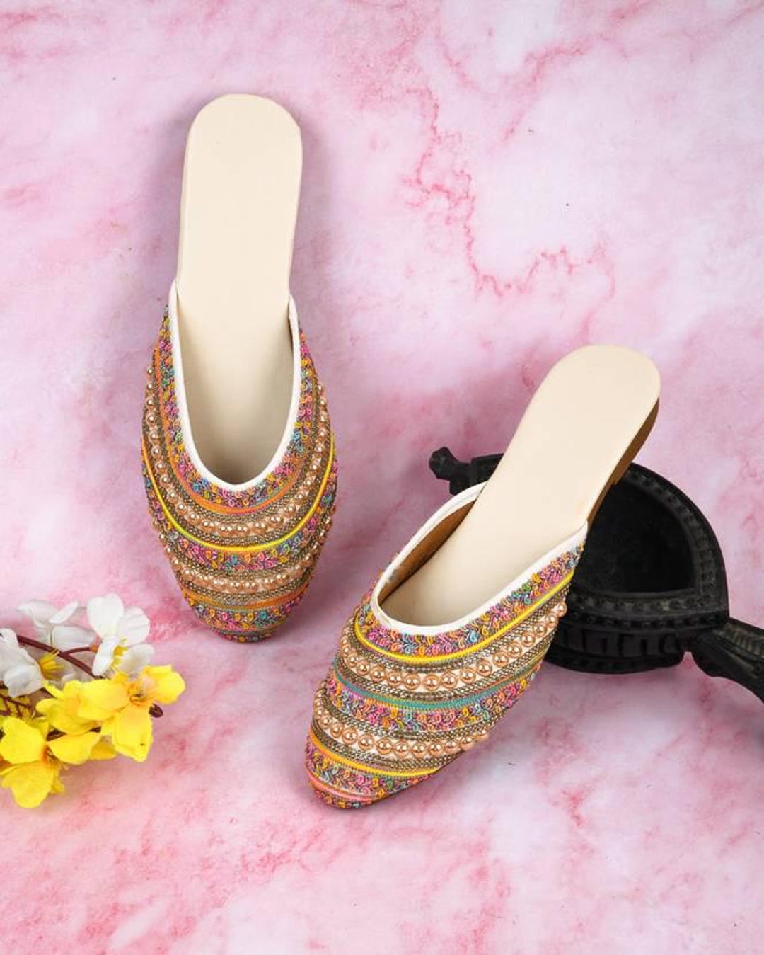 Traditional Indian Slippers Mojari for Women Gift Three Colors, Party ...