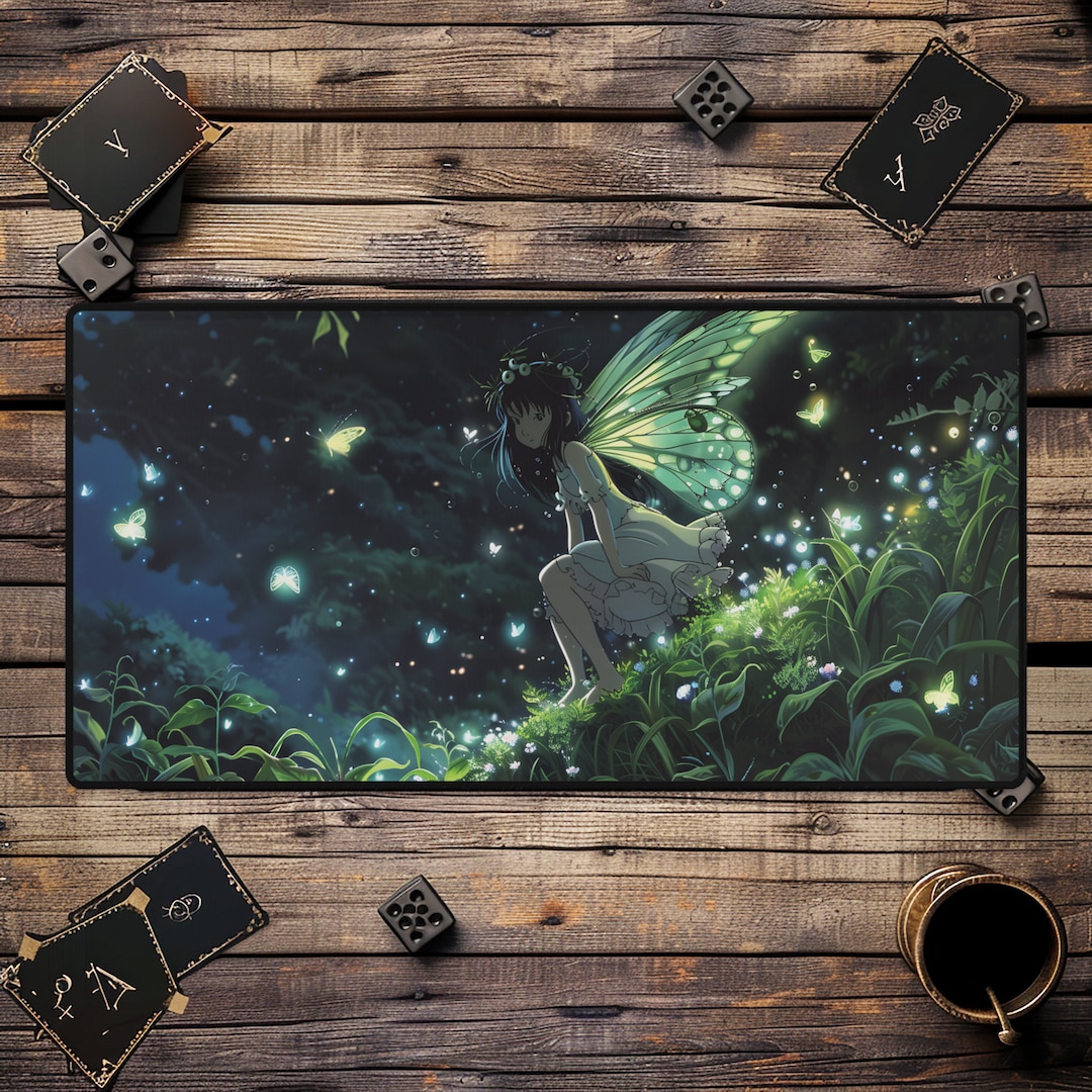 Cute Anime Fairy Desk Mat MTG Playmat TCG Lorcana Fallout Wings Forest ...