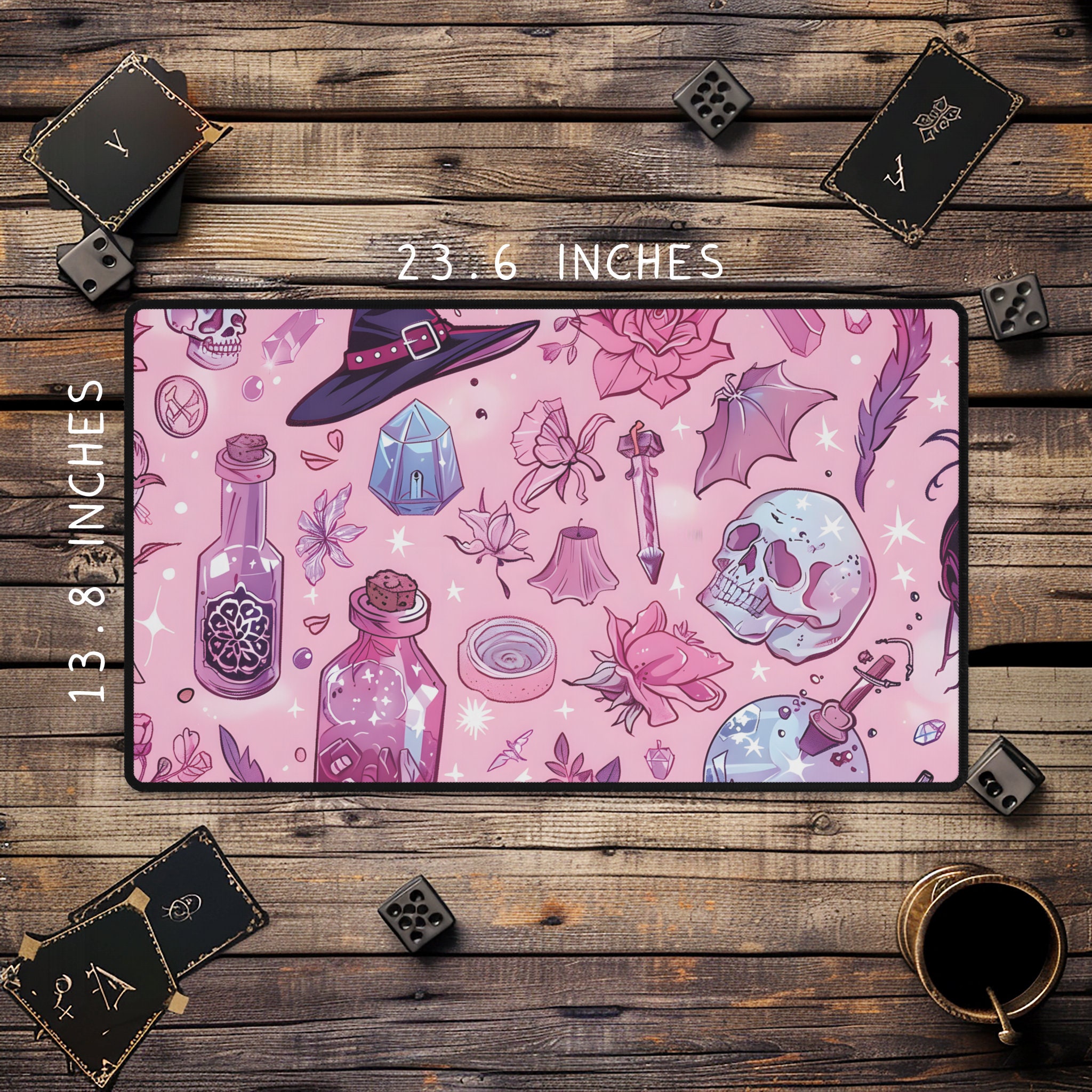 Pink Witchy Theme Desk Mat MTG Playmat TCG Lorcana Fallout Anime ...