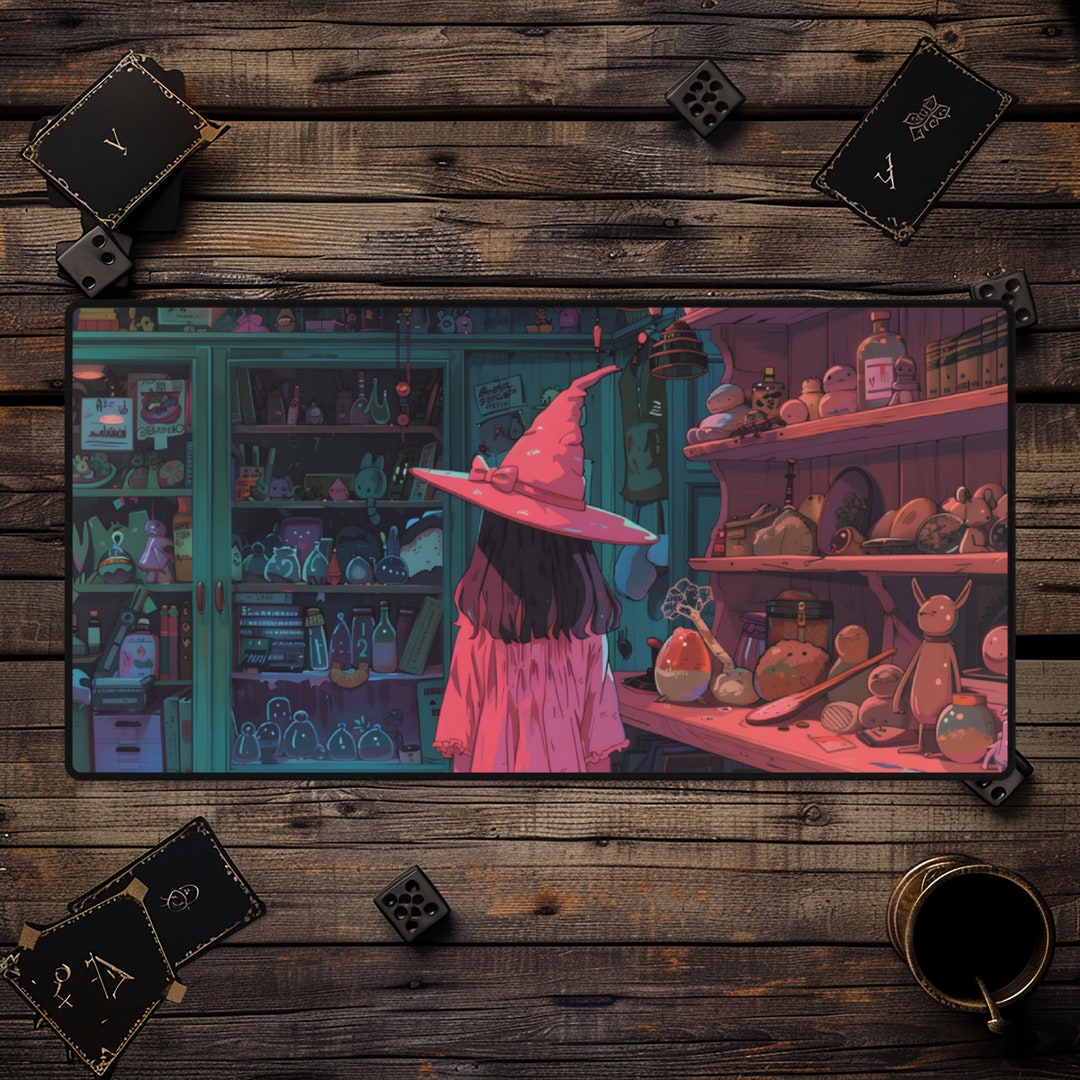 Cute Witch Desk Mat, Witchy Dark Cozy Aesthetic Mouse Pad Desk ...