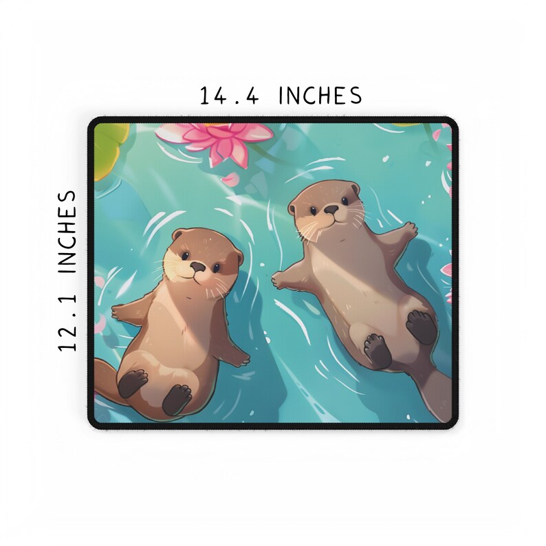 Cute River Otters Desk Mat Kawaii Pastel Pond Cozy Aesthetic Mouse Pad ...