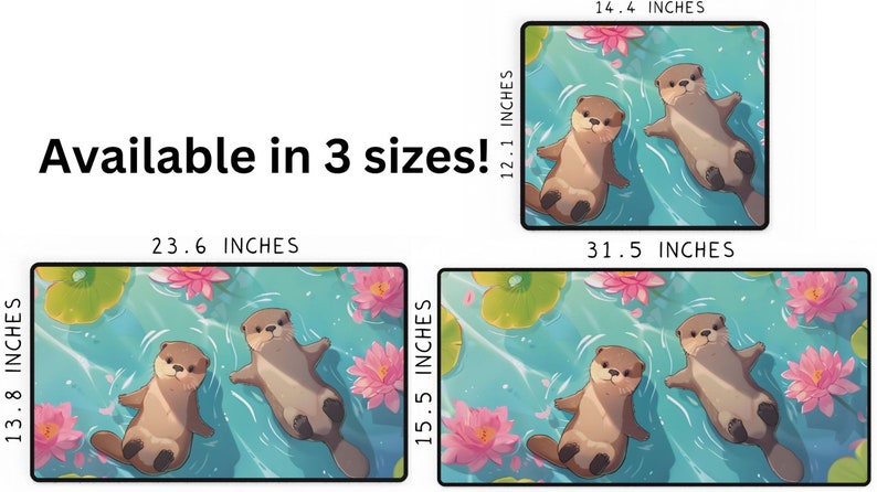 Cute River Otters Desk Mat Kawaii Pastel Pond Cozy Aesthetic Mouse Pad ...