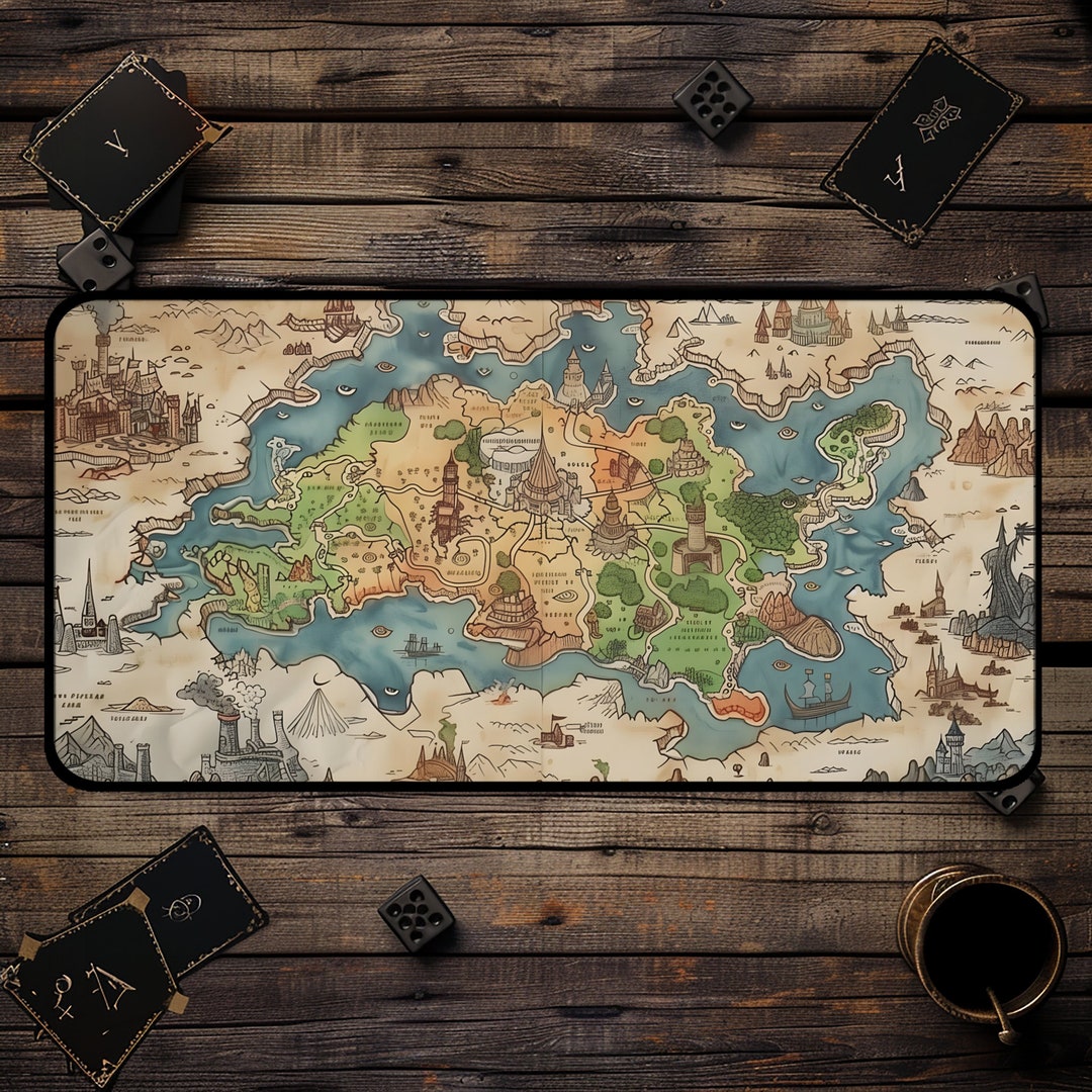 Treasure Map Desk Mat, MTG Playmat, TCG, Lorcana Fallout Hand Drawn ...
