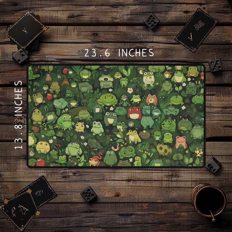 MTG Playmat, Frogs Collage Anime Kawaii Style Green Approx 24''x14 ...