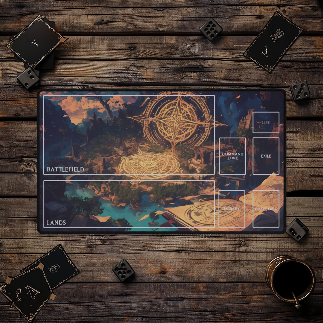 Fantasy Map MTG Playmat, Moody, Epic Land, Vintage Book, Approx 24''x14 ...