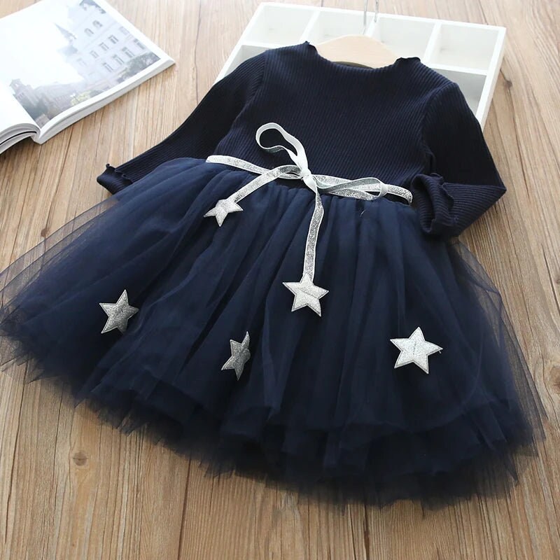 Autumn/winter Girl Dress Long Sleeve Warm Knitted Sweater Kids Red ...
