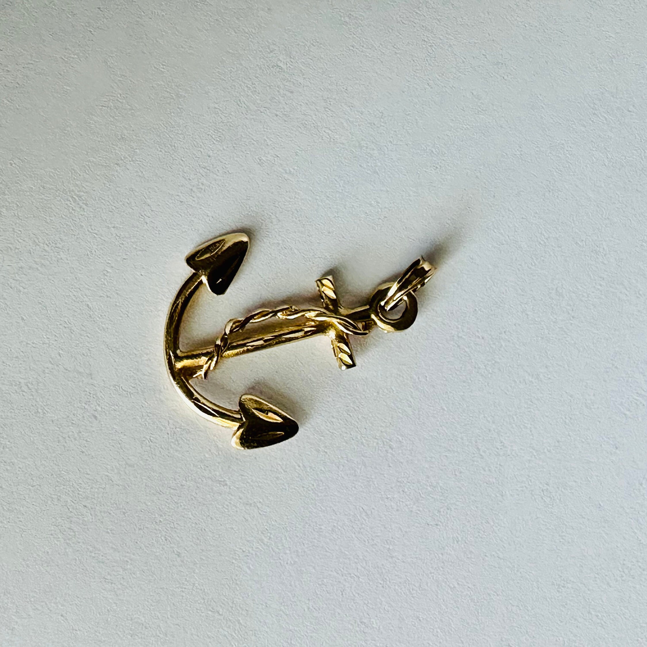 Gold Anchor Charm 14k Gold // Pure 14k Gold Charm. Cross Anchor With ...