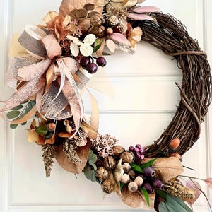 NEW: Fall Autumn Wreath Peach/apricot Neutral - Etsy