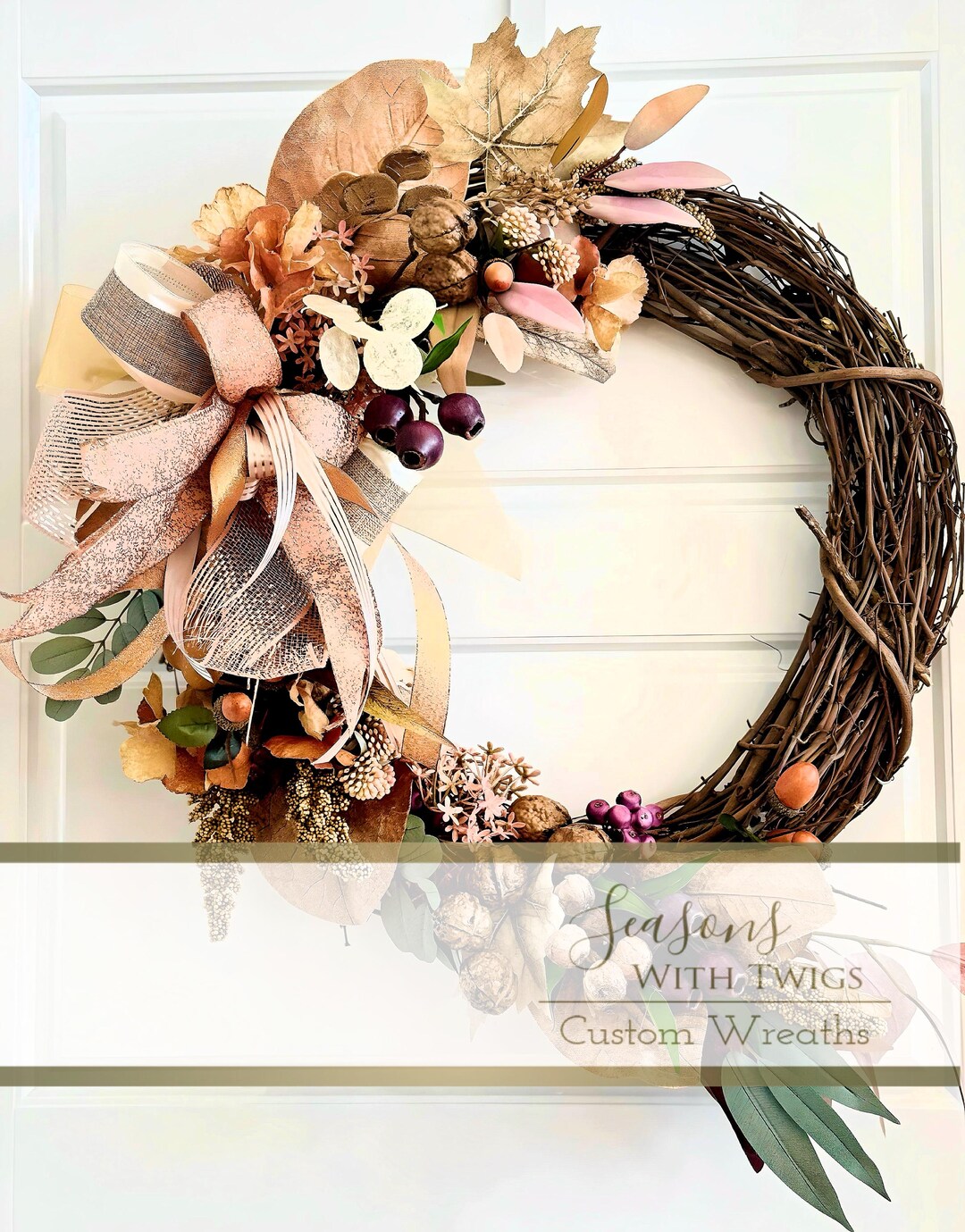 NEW: Fall Autumn Wreath Peach/apricot Neutral - Etsy