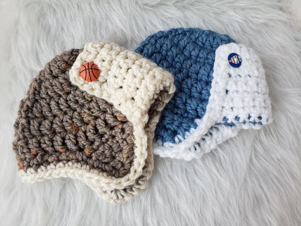 Aviator or Bomber Style Handmade Crochet Hat With Buttons . Warm Hat ...