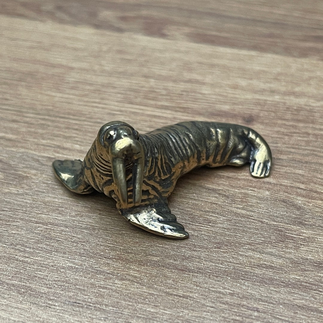 Solid Brass Walrus - Small Ornament Statue - Miniature Figurines ...