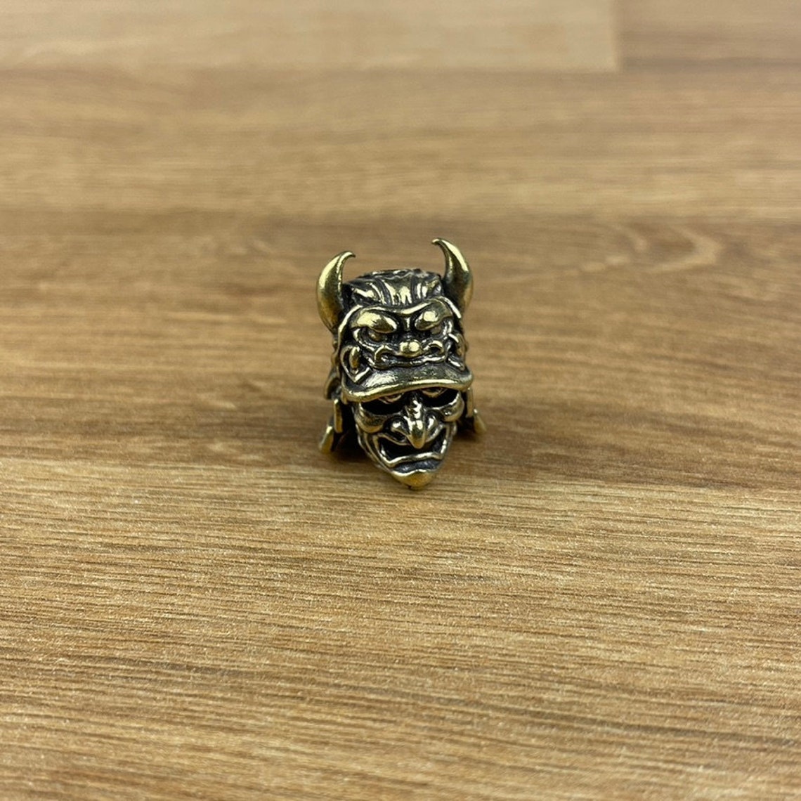 Brass Japanese Eagle Nose Samurai Helmet Head Bead Small Ornament ...