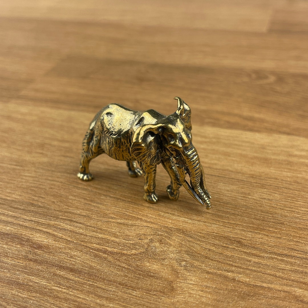 Solid Brass Mammoth - Small Ornament Statue - Miniature Figurines ...