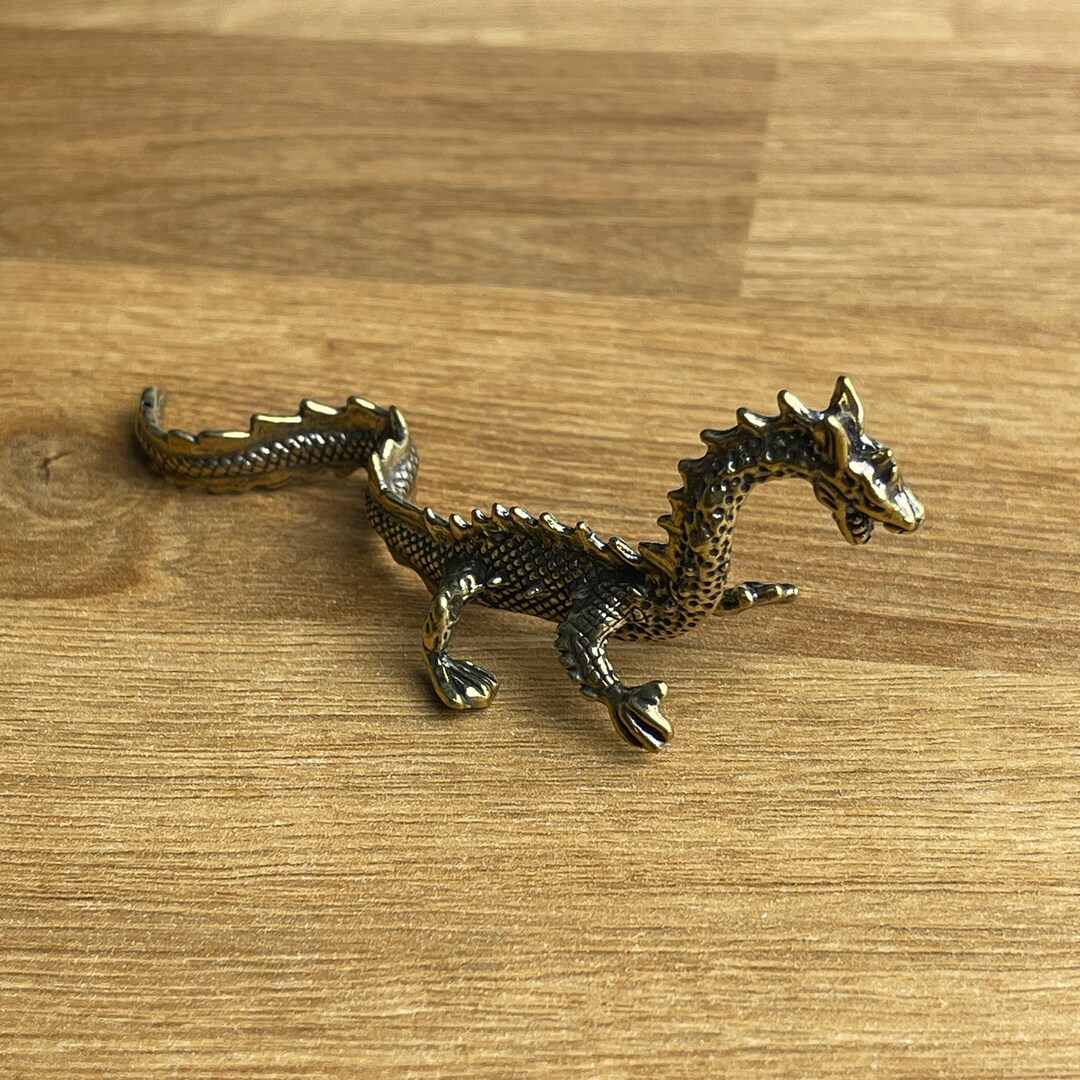 Solid Brass Evil Dark Dragon Lord - Small Ornament Statue - Miniature ...
