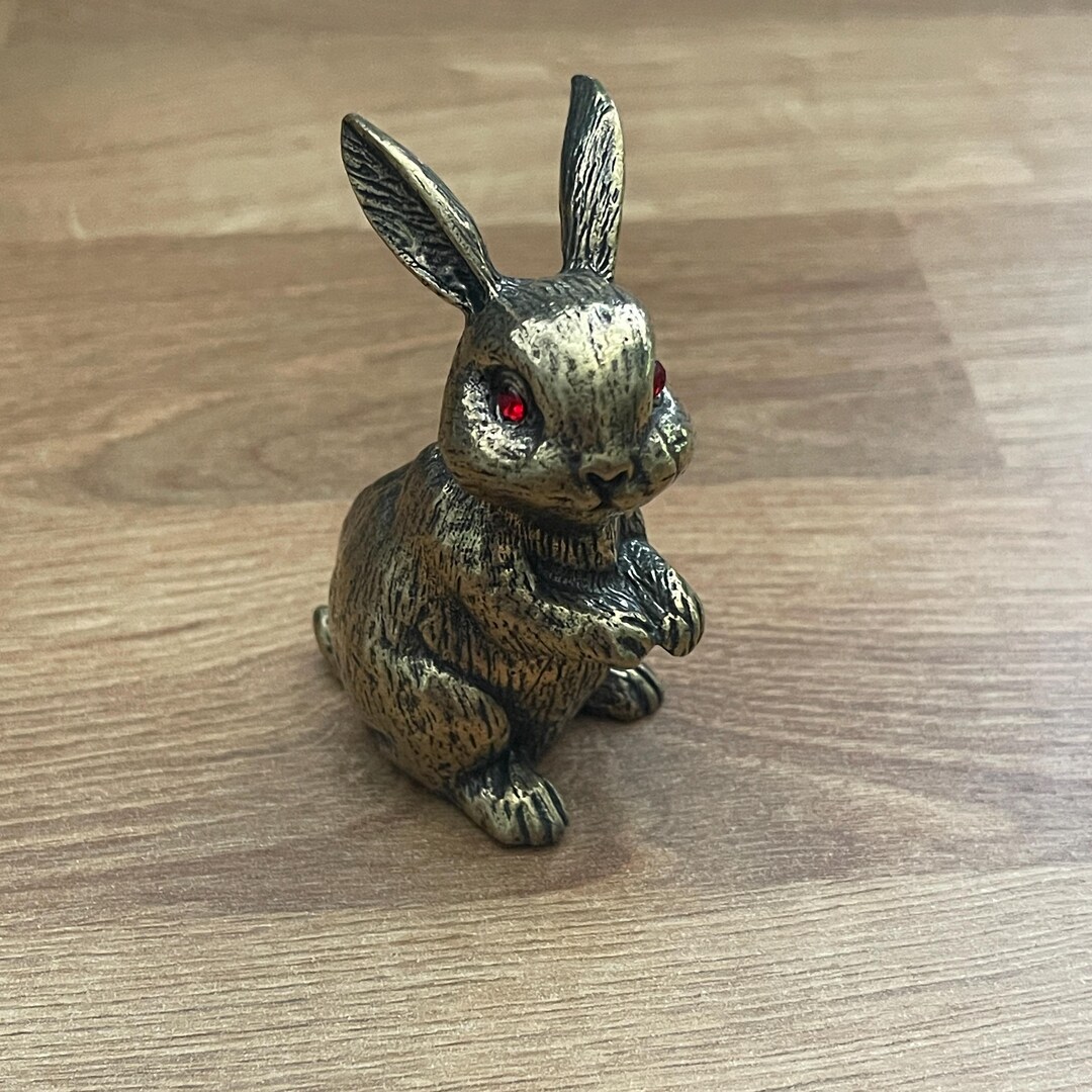 Large Solid Brass Rabbit Chinese Feng Shui - Small Ornament Statue ...