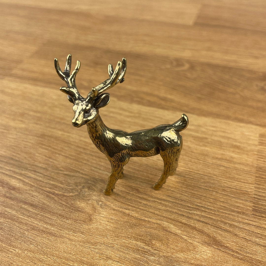 Solid Brass Elk - Small Ornament Statue - Miniature Figurines Handcraft ...