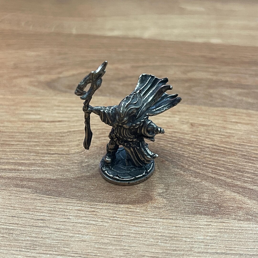 Solid White Copper Dwarf Mage Soldier Warrior - Small Ornament Statue ...