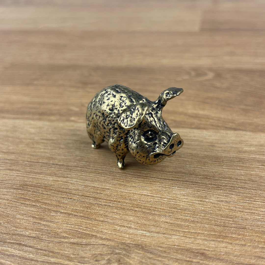 Solid Brass Pig Small Ornament Statue Miniature Figurines Handcraft ...
