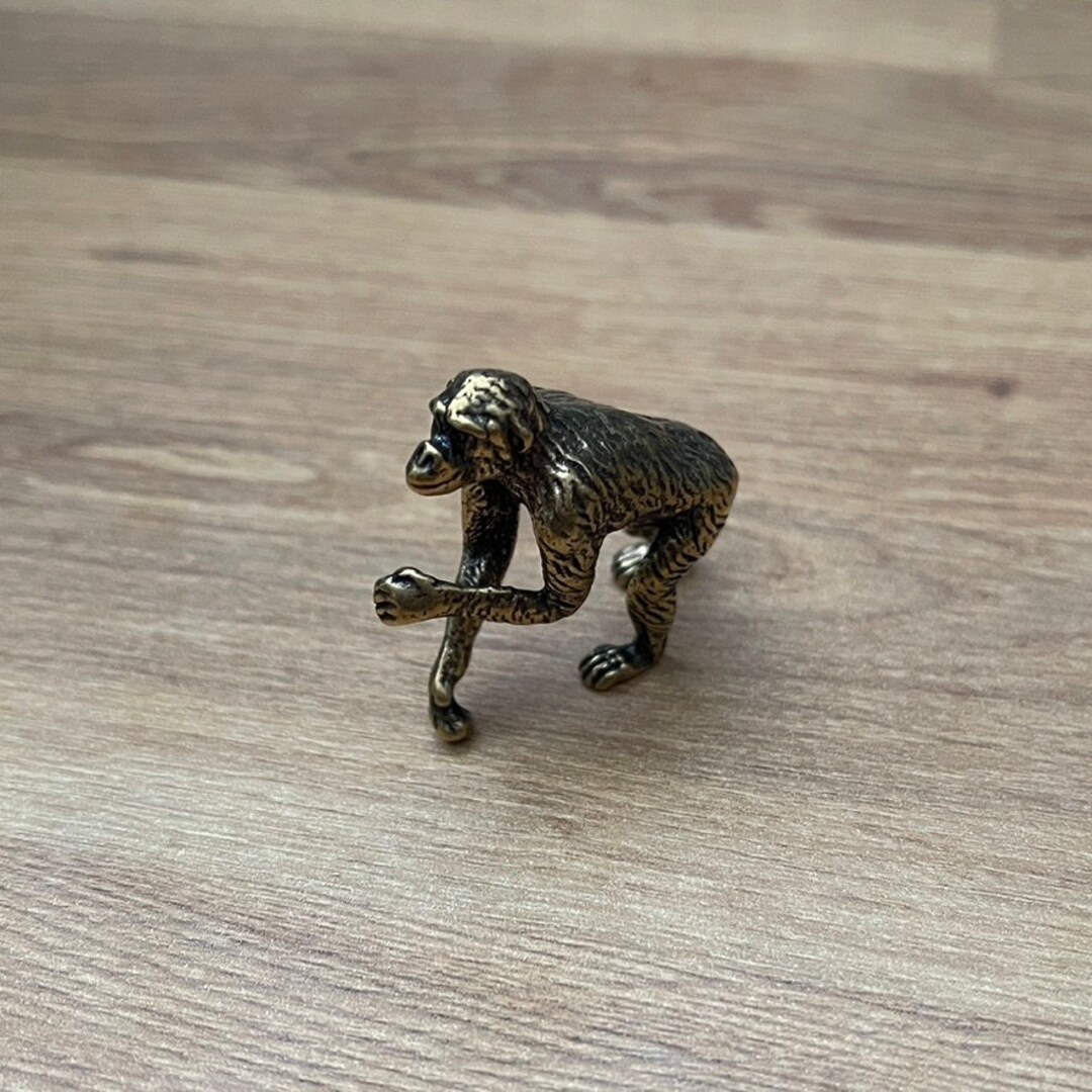 Solid Brass Monkey Ape - Small Ornament Statue - Miniature Figurines ...