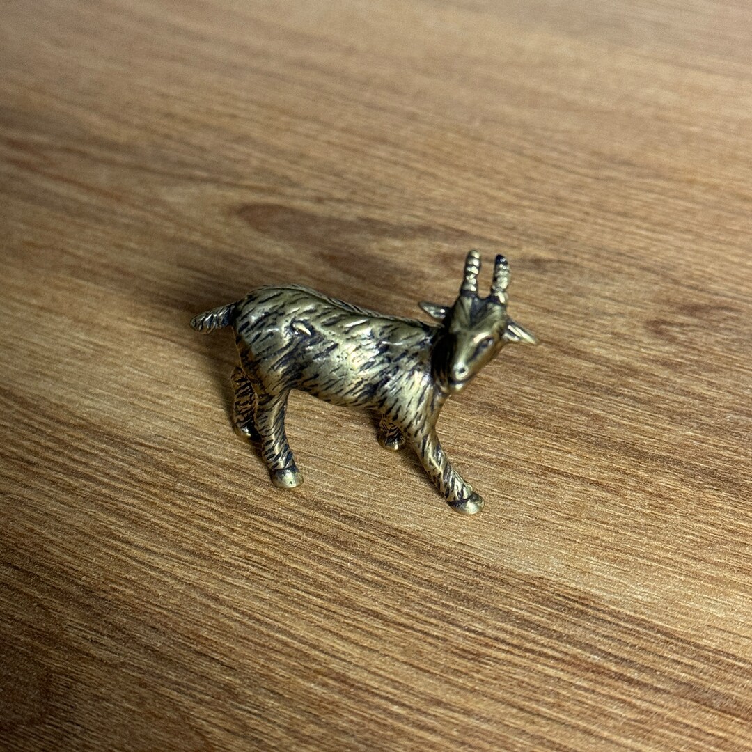 Solid Brass Goat Antelope - Small Ornament Statue - Miniature Figurines ...