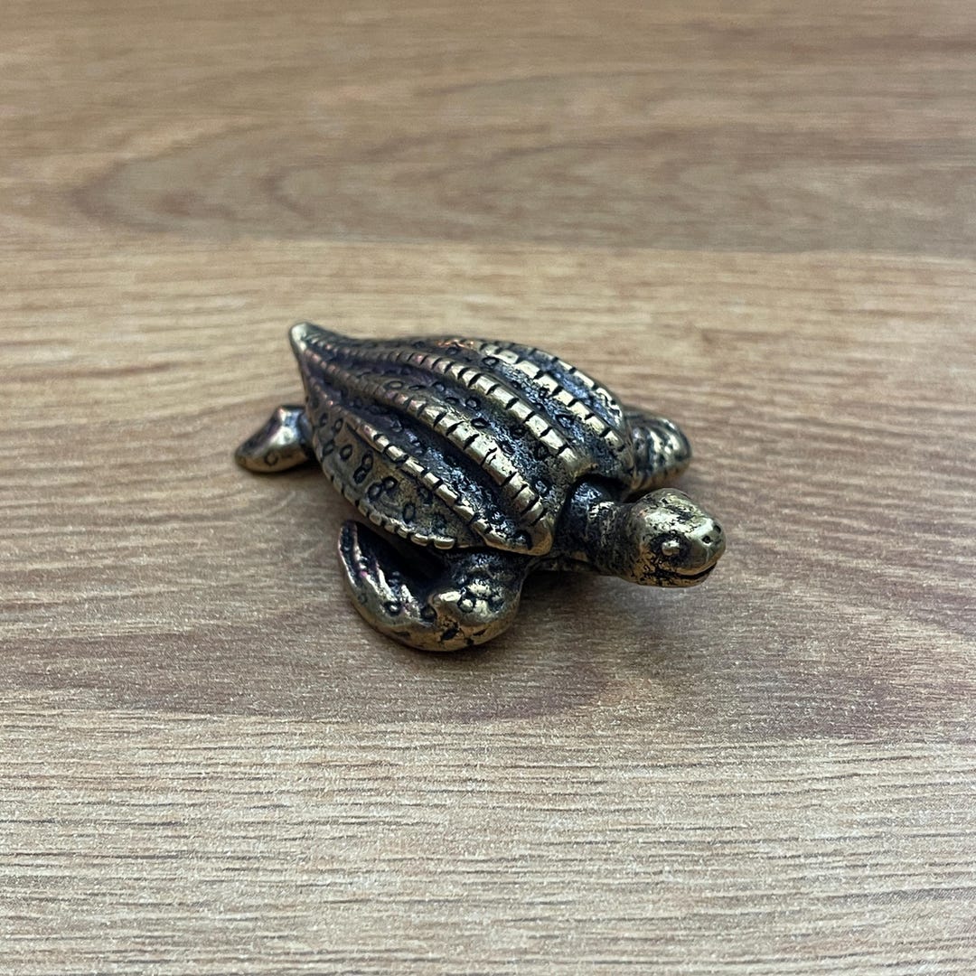 Solid Brass Sea Turtle - Small Ornament Statue - Miniature Figurines ...