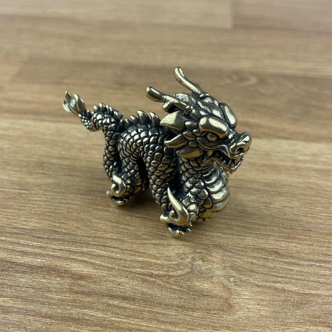 Large Solid Brass Chinese Pixiu Dragon Mythical Beast - Small Ornament ...