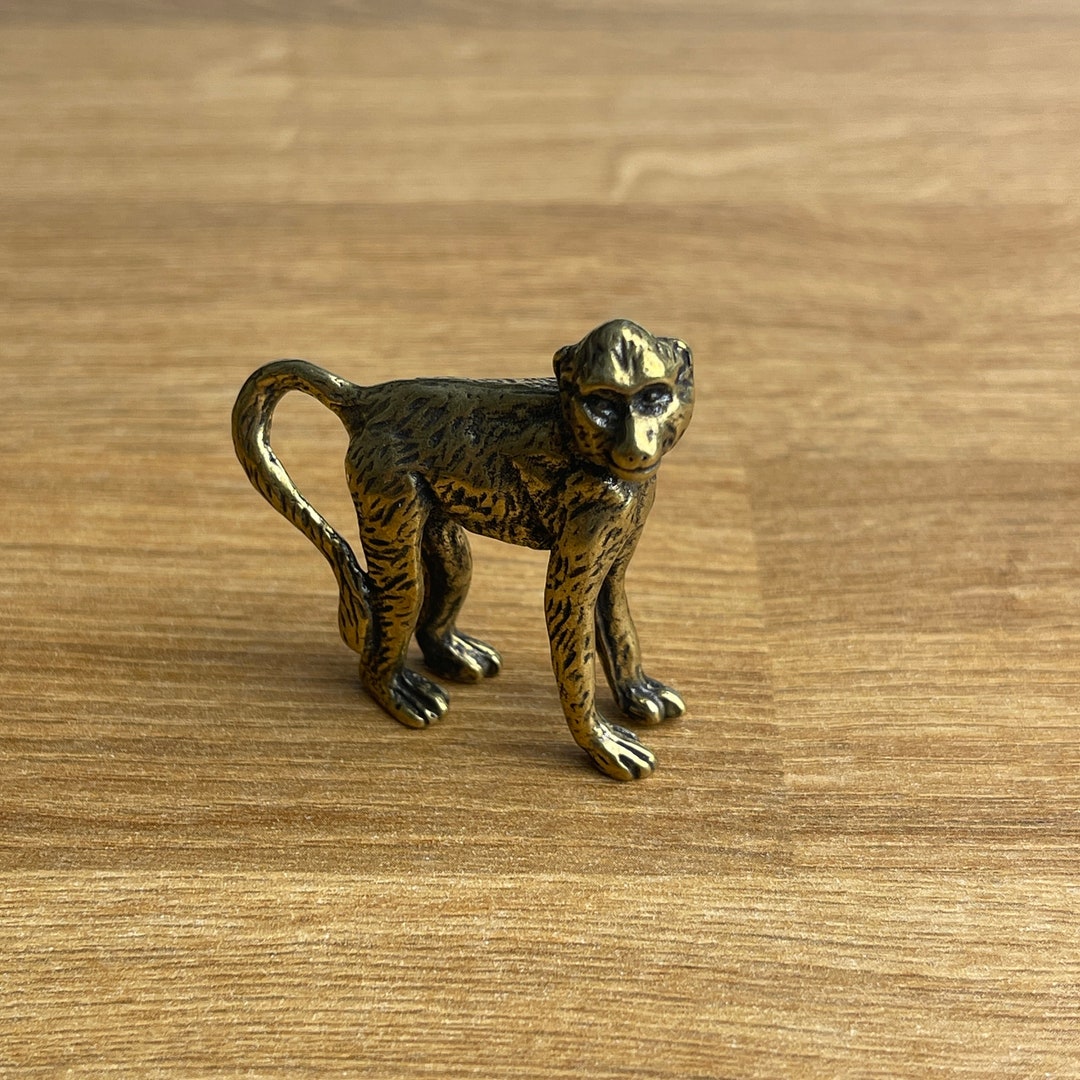 Solid Brass Long Tail Monkey - Small Ornament Statue - Miniature ...