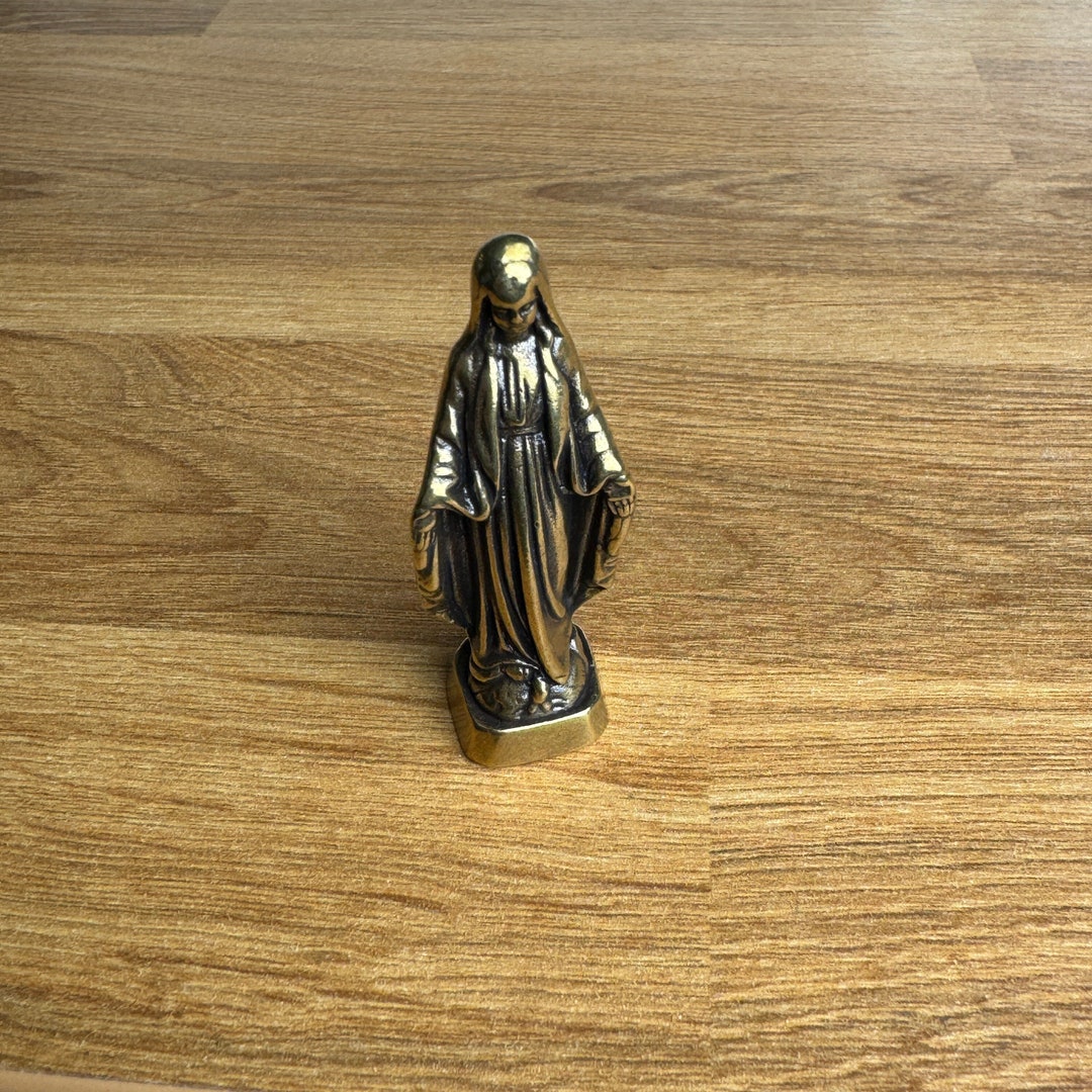 Solid Brass Virgin Mary - Small Ornament Statue - Miniature Figurines ...