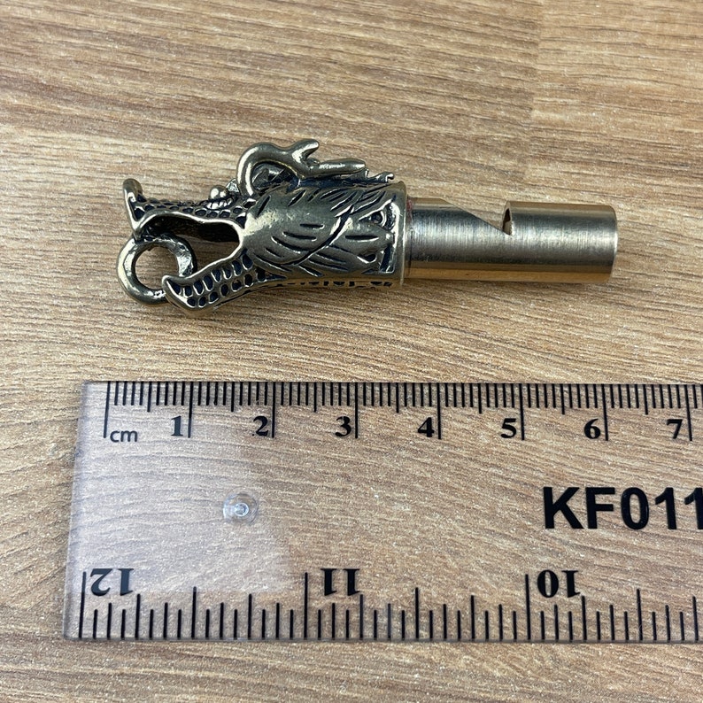 Solid Brass Dragon Head Whistle Keychain - Small Ornament Statue ...