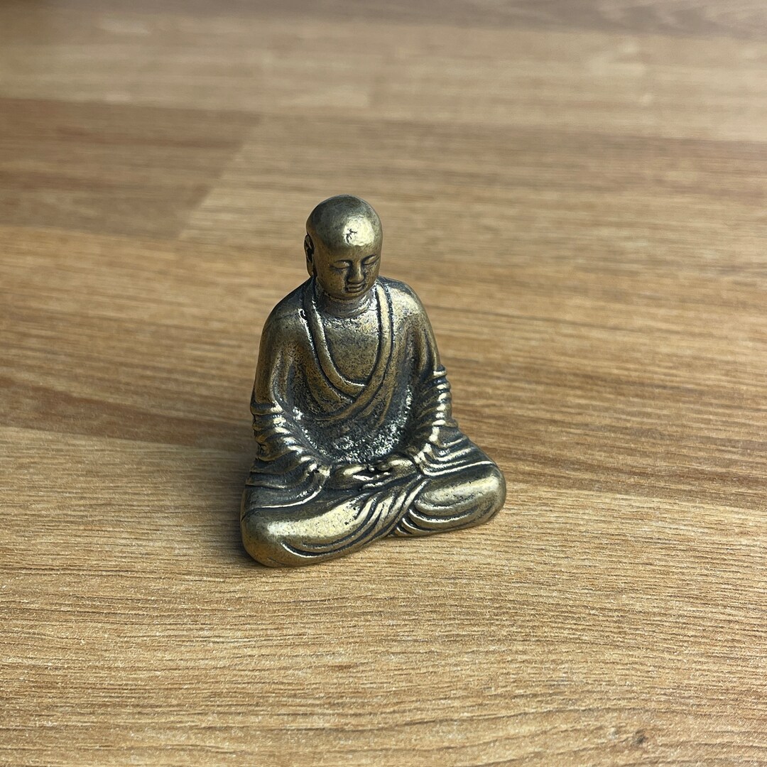 Solid Brass Meditating Buddha - Small Ornament Statue - Miniature ...