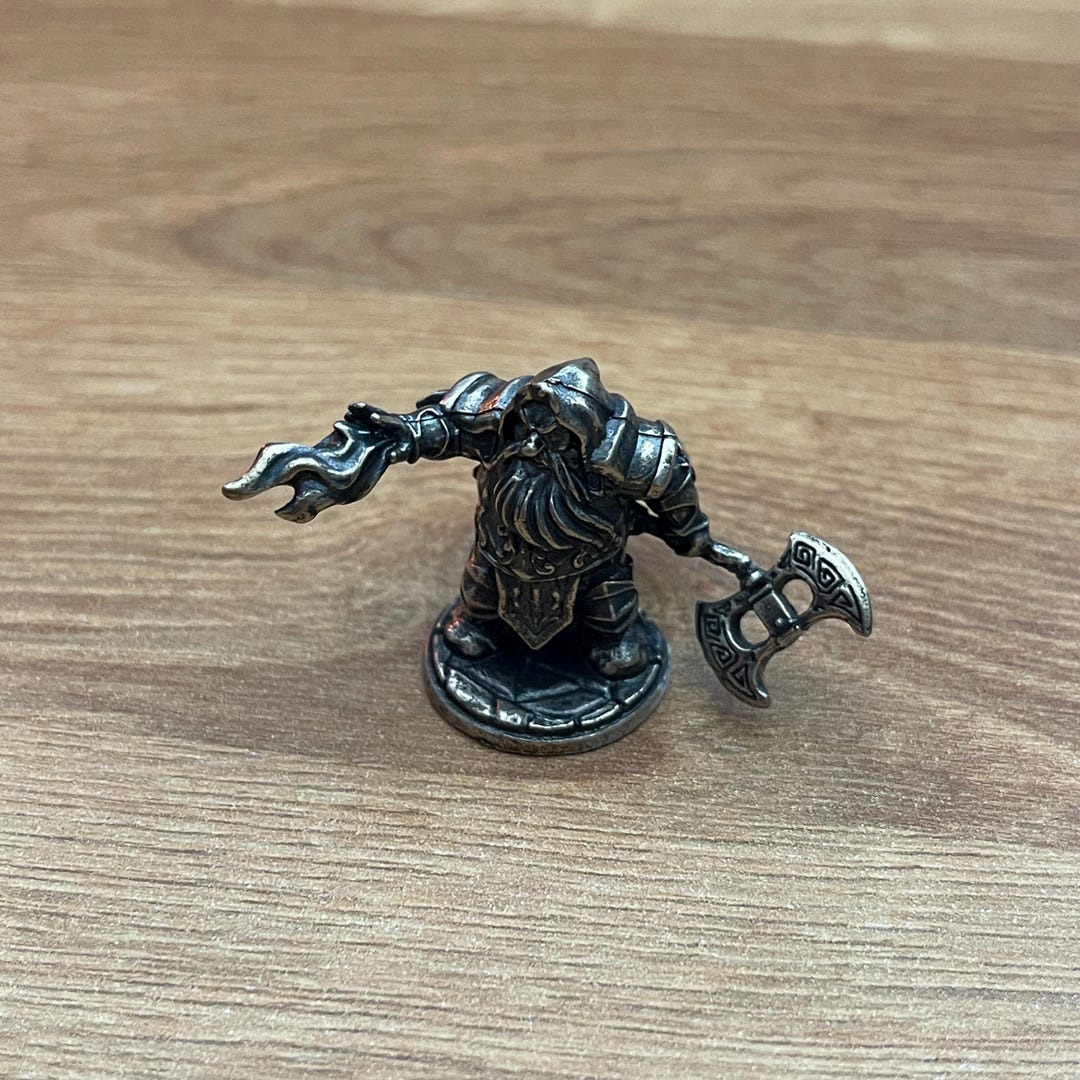 Solid White Copper Dwarf Mage Soldier Warrior - Small Ornament Statue ...