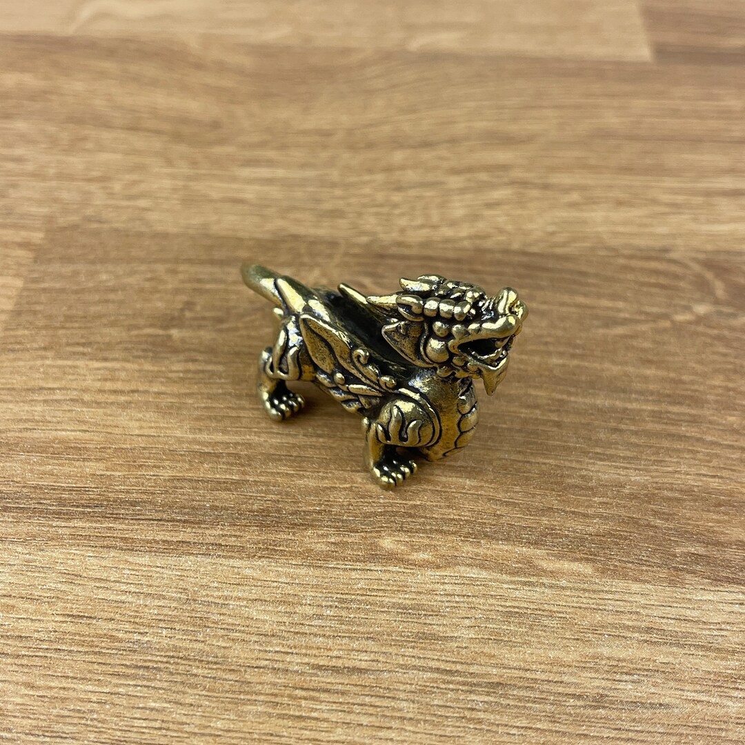 Solid Brass Chinese Pixiu Dragon Mythical Beast - Small Ornament Statue ...