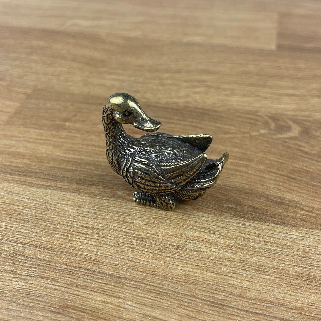 Solid Brass Duck - Small Ornament Statue - Miniature Figurines ...