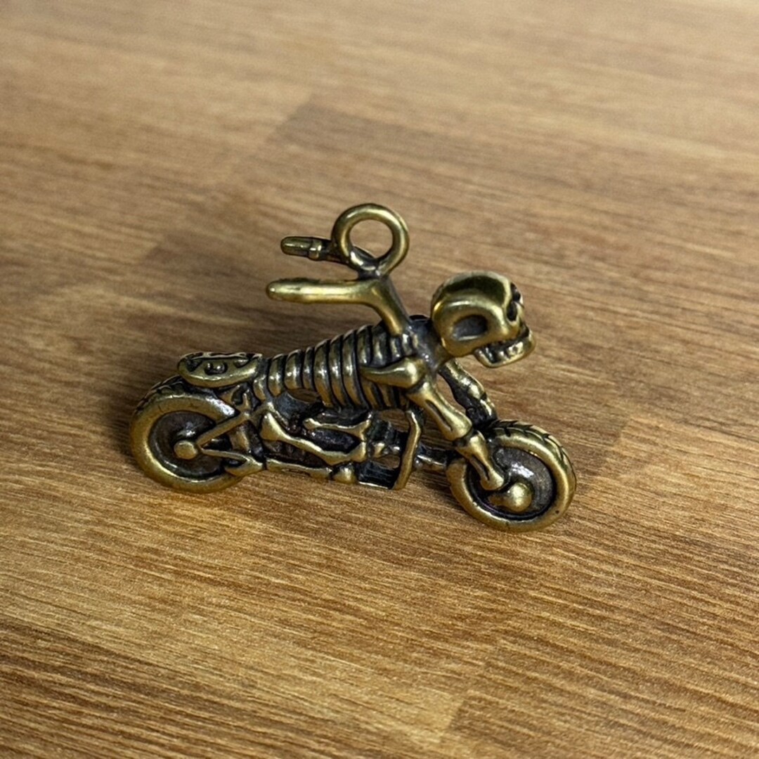 Solid Brass Motorcycle Charm - Small Ornament Statue - Miniature ...
