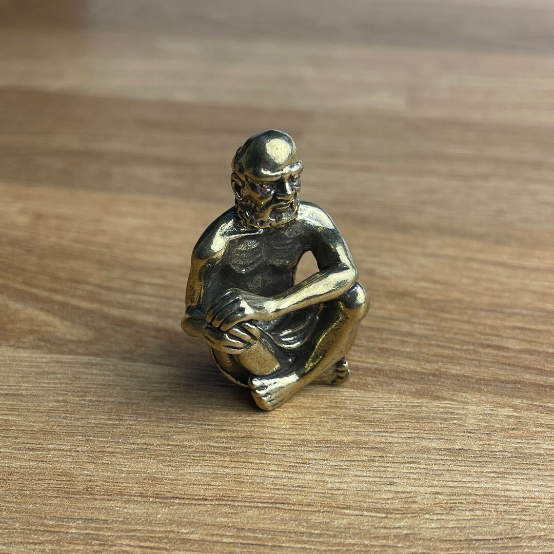 Solid Brass Sitting Dharma Buddha - Small Ornament Statue - Miniature ...