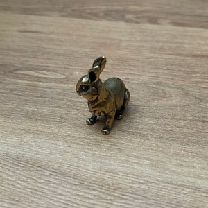 Solid Brass Rabbit Small Ornament Statue Miniature Figurines Handcraft ...