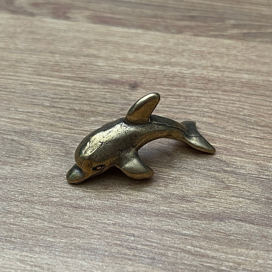 Solid Brass Dolphin - Small Ornament Statue - Miniature Figurines ...