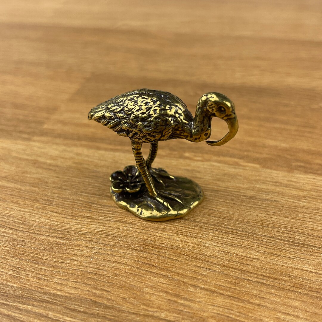 Solid Brass Long-billed Crane - Small Ornament Statue - Miniature ...
