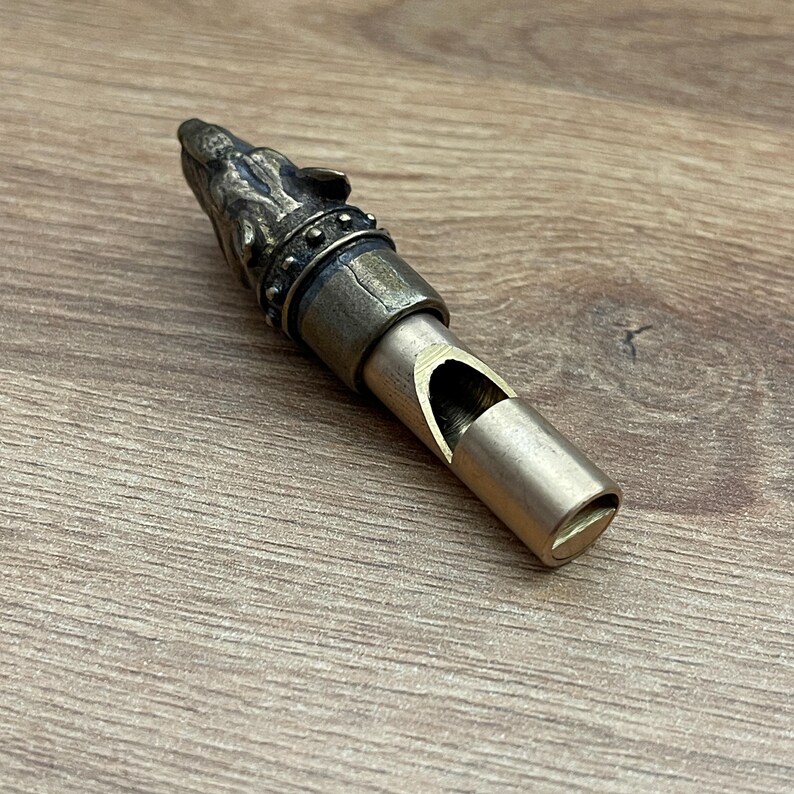 Solid Brass Dog Head Whistle Keychain - Small Ornament Statue ...