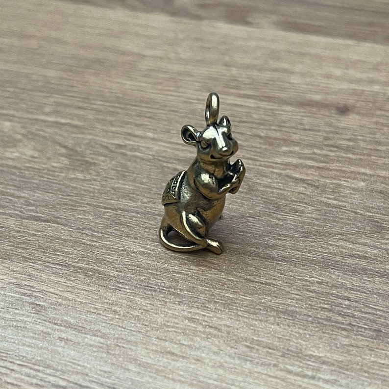 Solid Brass Rat With Food - Small Ornament Statue - Miniature Figurines ...