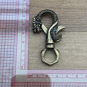 Solid Brass Dragon Beast Carabiner Keychain - Small Ornament Statue ...