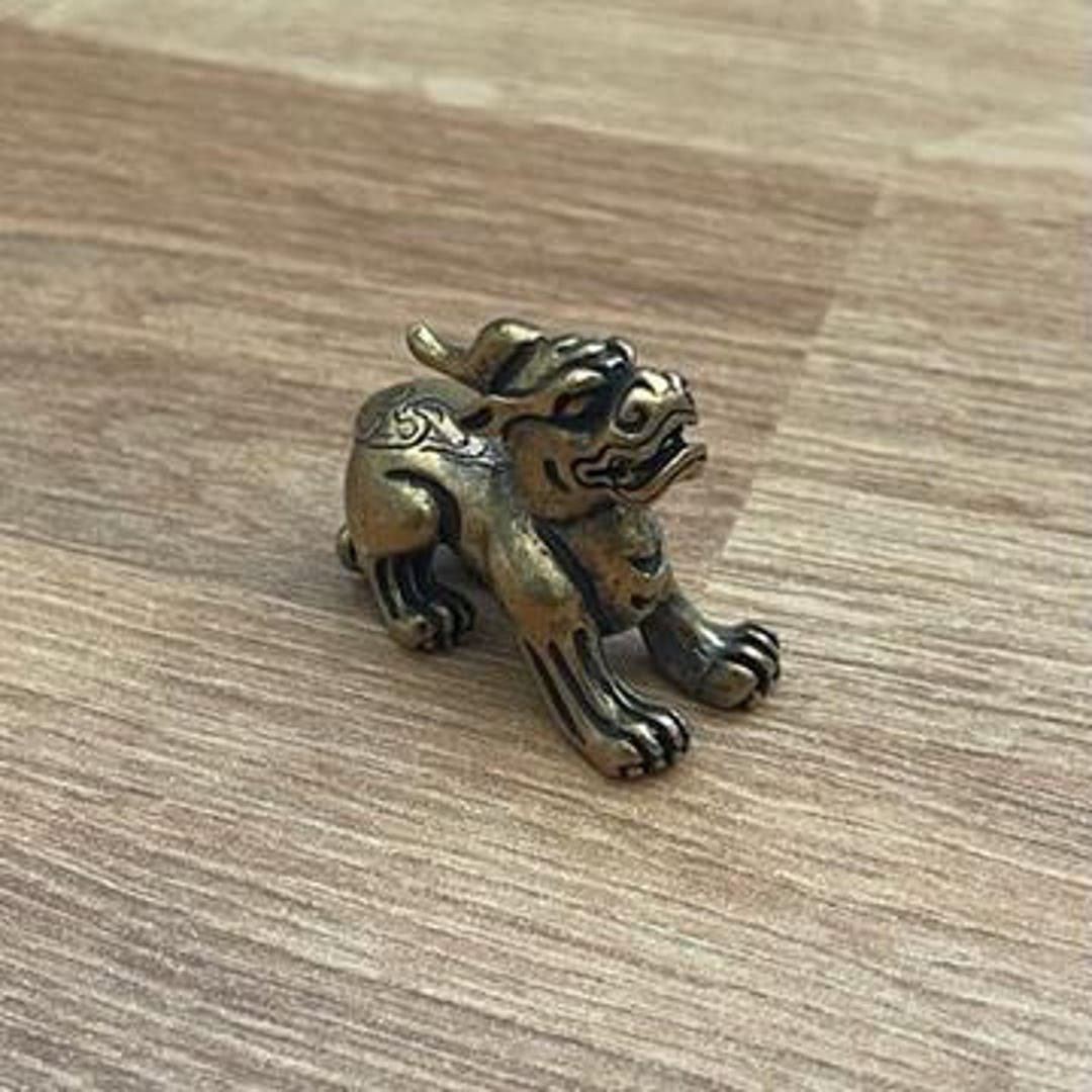 Solid Brass Chinese Pixiu Dragon Mythical Beast - Small Ornament Statue ...