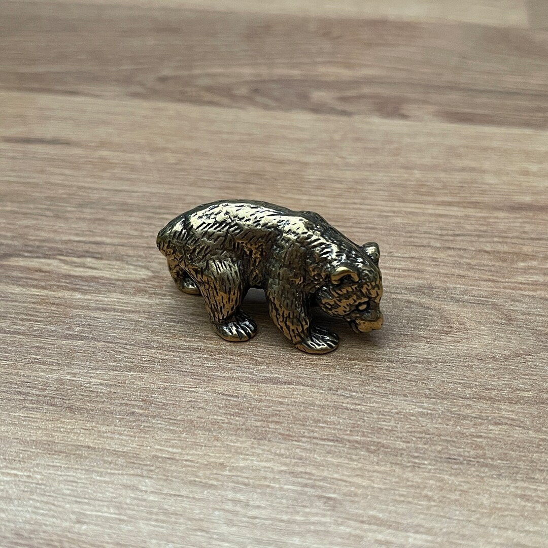 Solid Brass Bear - Small Ornament Statue - Miniature Figurines ...
