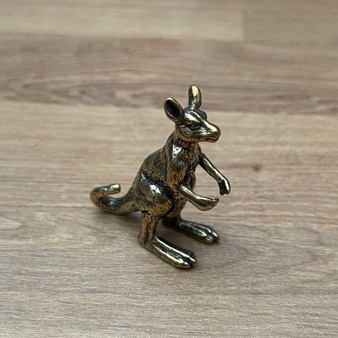 Solid Brass Kangaroo - Small Ornament Statue - Miniature Figurines ...